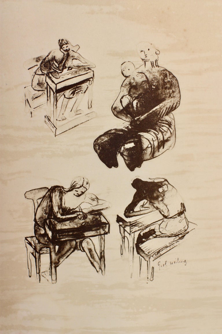 Henry Moore, English, 1898-1986, "Eight Sculptural Ideas, Girl Writing ...