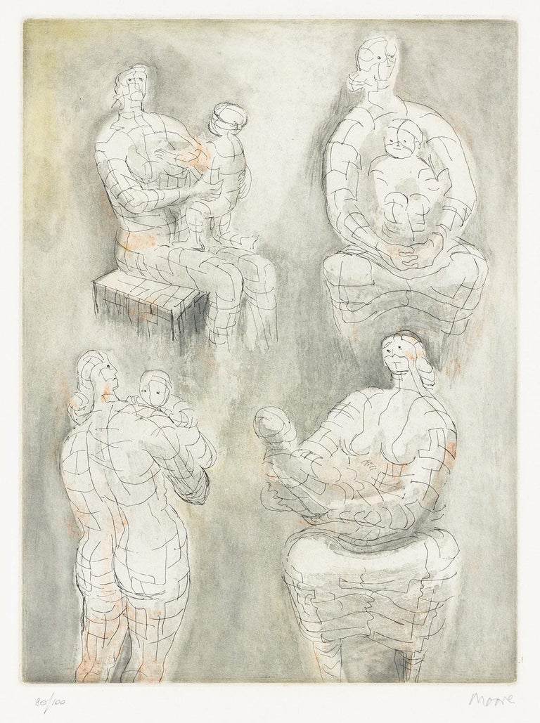 Henry Moore - Four Mother and Child Studies For Sale at 1stDibs