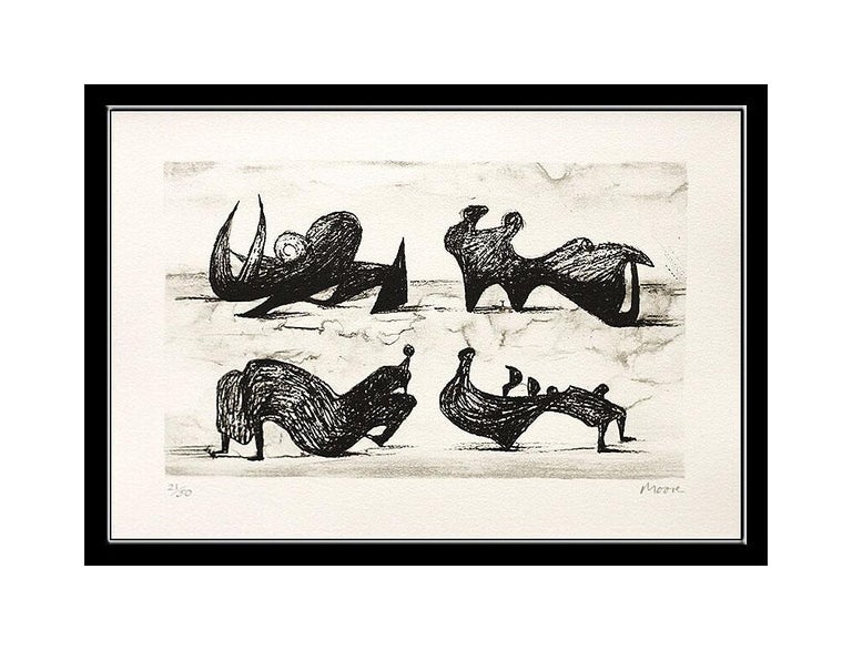 Henry Moore - Henry Moore Lithograph HAND SIGNED Authentic Abstract ...