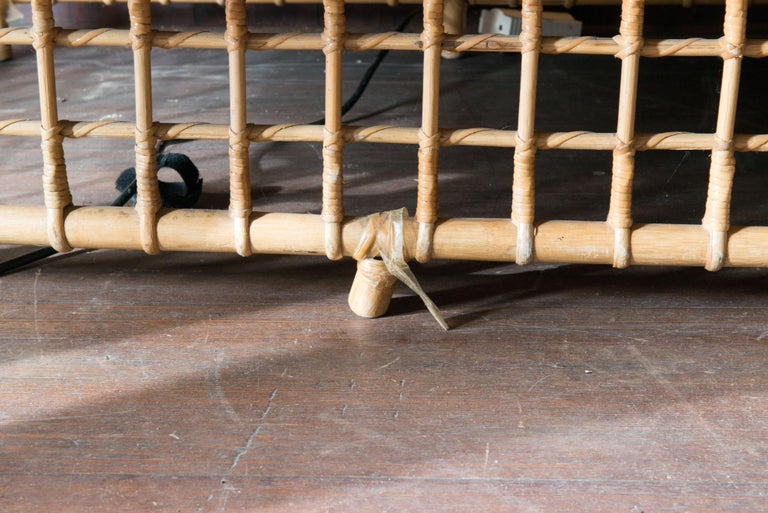 Henry Olko Mid Century Modern Square Series Rattan Sofa For Sale at 1stDibs