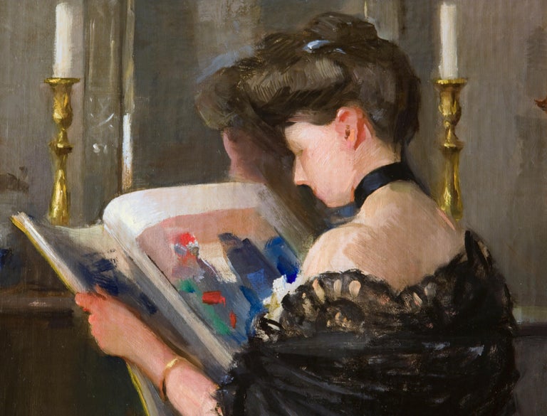 Henry R. Rittenberg - At the Mantel, Portrait of a Lady For Sale at 1stDibs