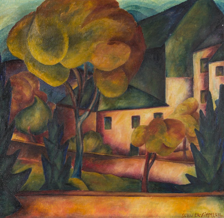 Henry Schaefer-Simmern - Häuser in einer Landschaft For Sale at 1stDibs