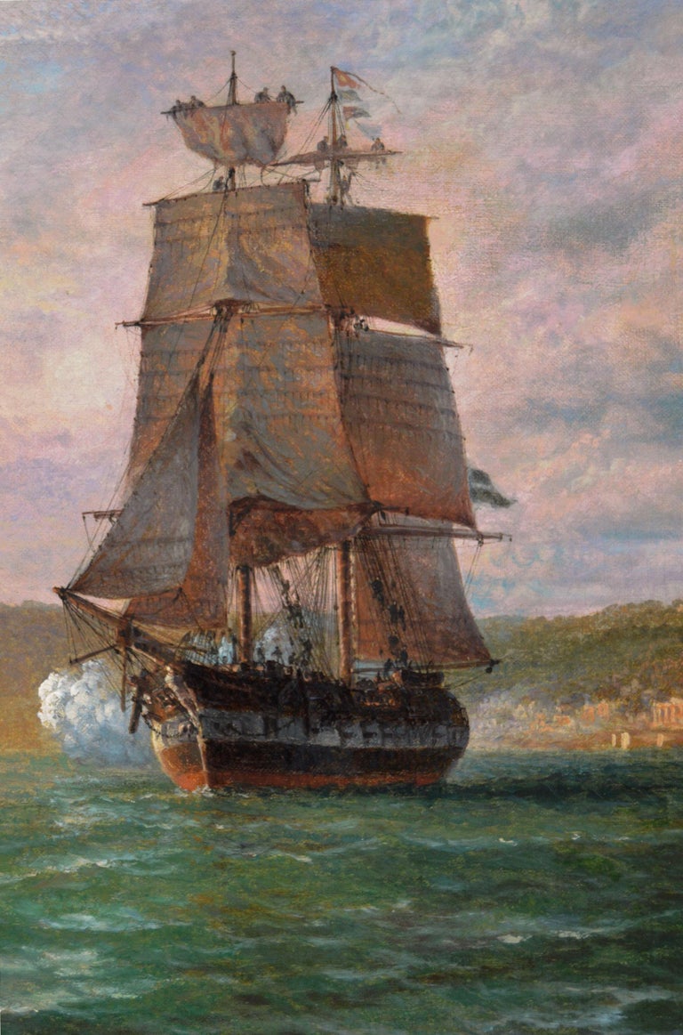 Henry Thomas Dawson - 19th Century seascape oil painting of a guardship ...