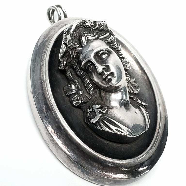Henryk Winograd 999 Silver Large Repousse Cameo Pendant For Sale at ...