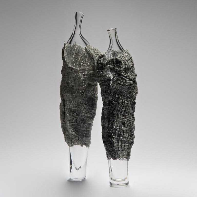 Hephaestus, a clear and grey glass figurative sculpture by Cathryn ...