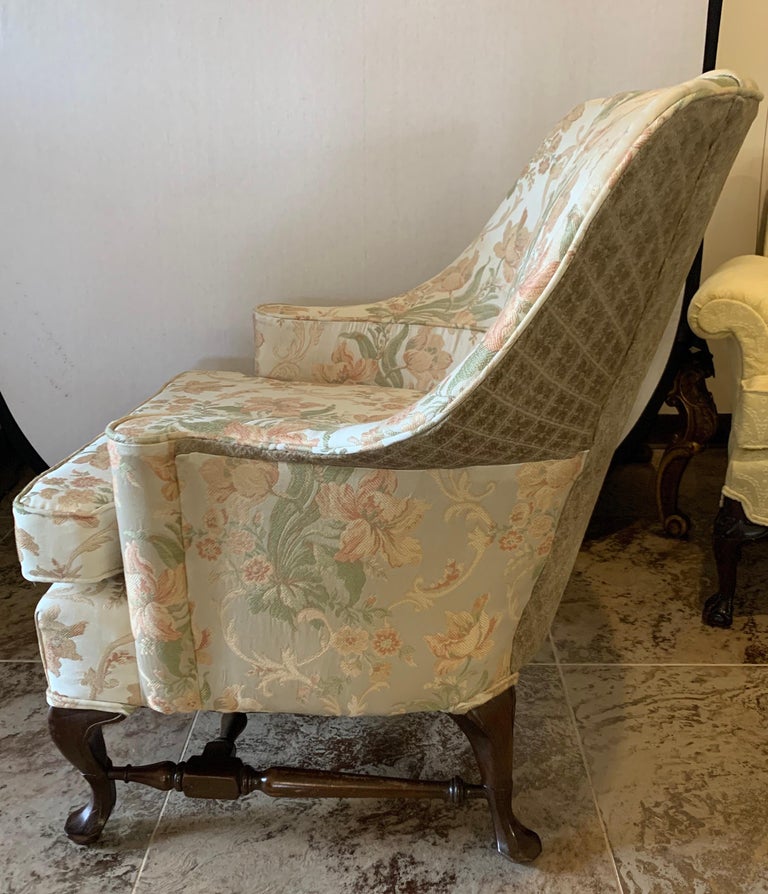 Hepplewhite Grand Wingback Armchair Newly Upholstered in Scalamandre ...