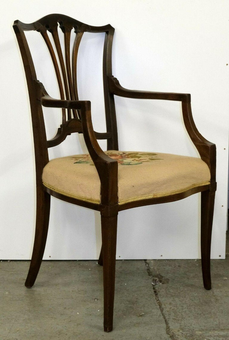 Hepplewhite Hardwood Armchair on Delicate Curved Legs on Original Seat ...