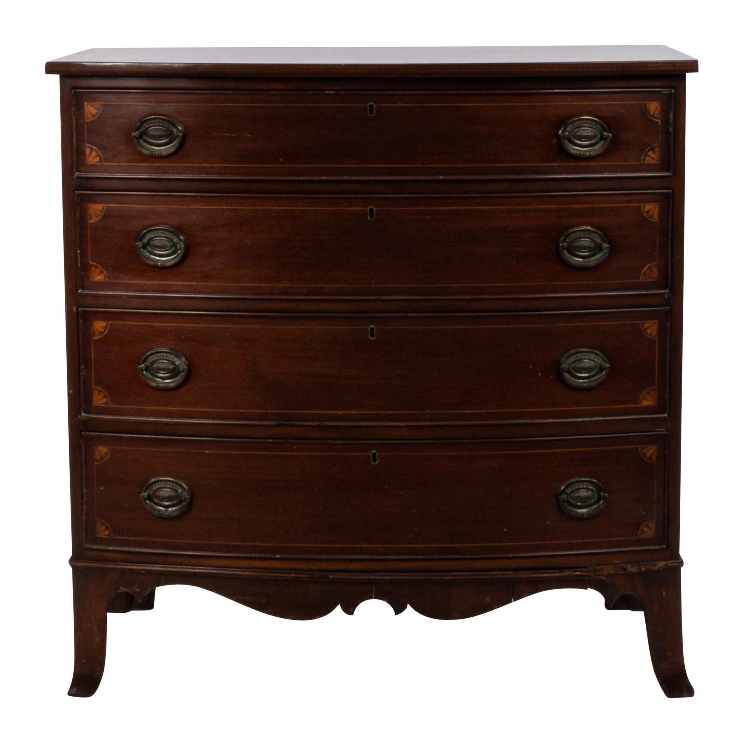 Early 19th Century, Hepplewhite Four Drawer Bow Front Chest at 1stDibs