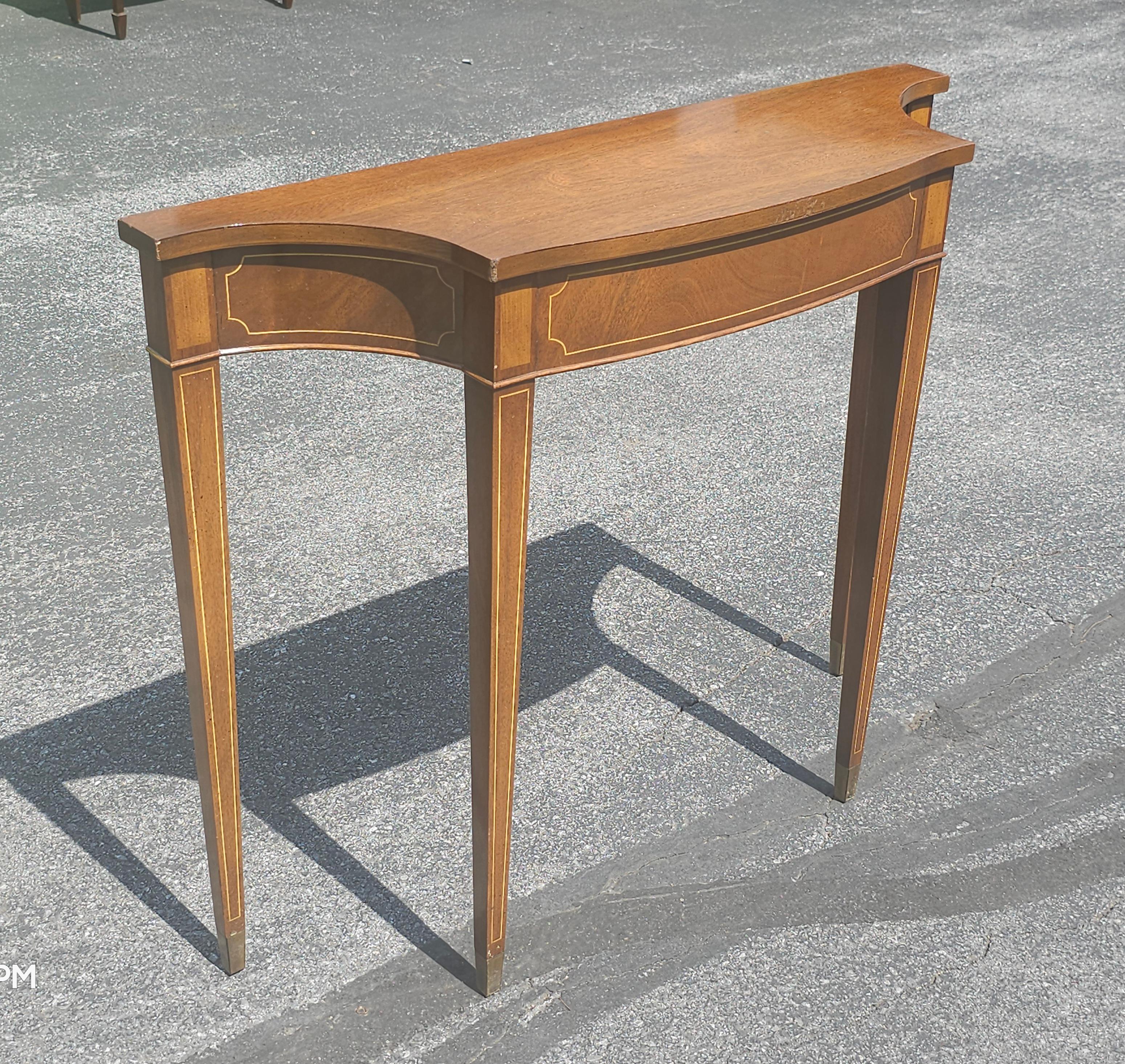 Hepplewhite Style Mahogany and Satinwood Console Table with Brass ...