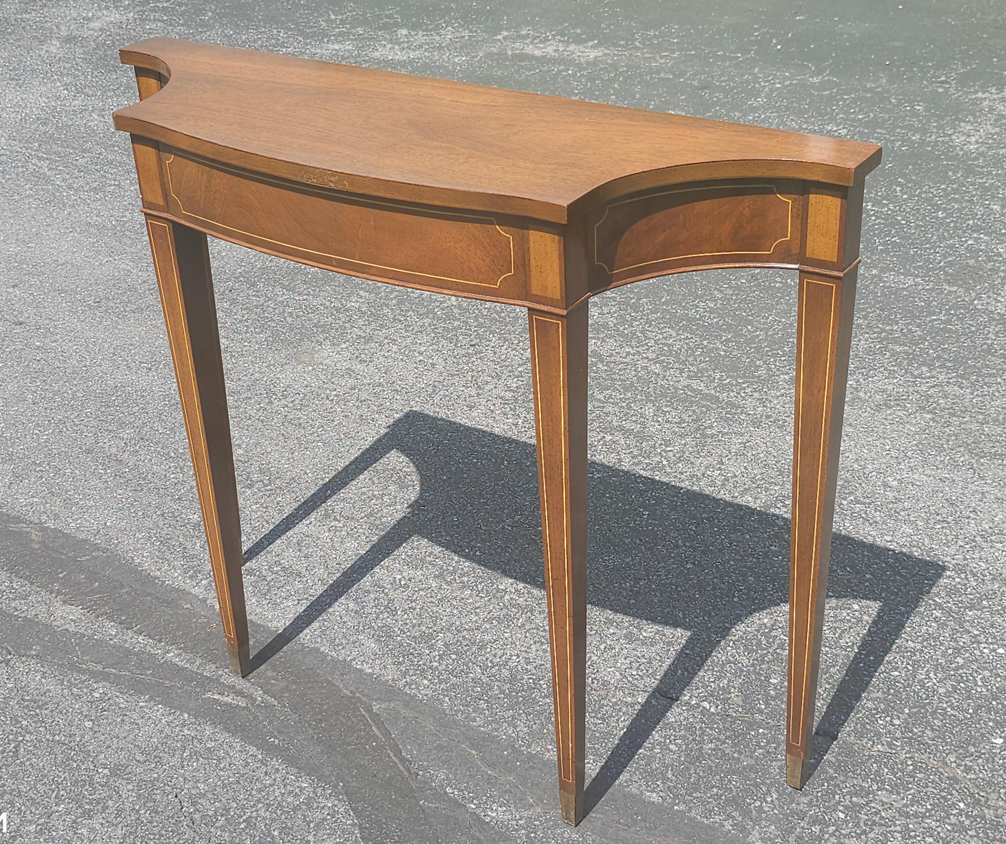 Hepplewhite Style Mahogany and Satinwood Console Table with Brass ...