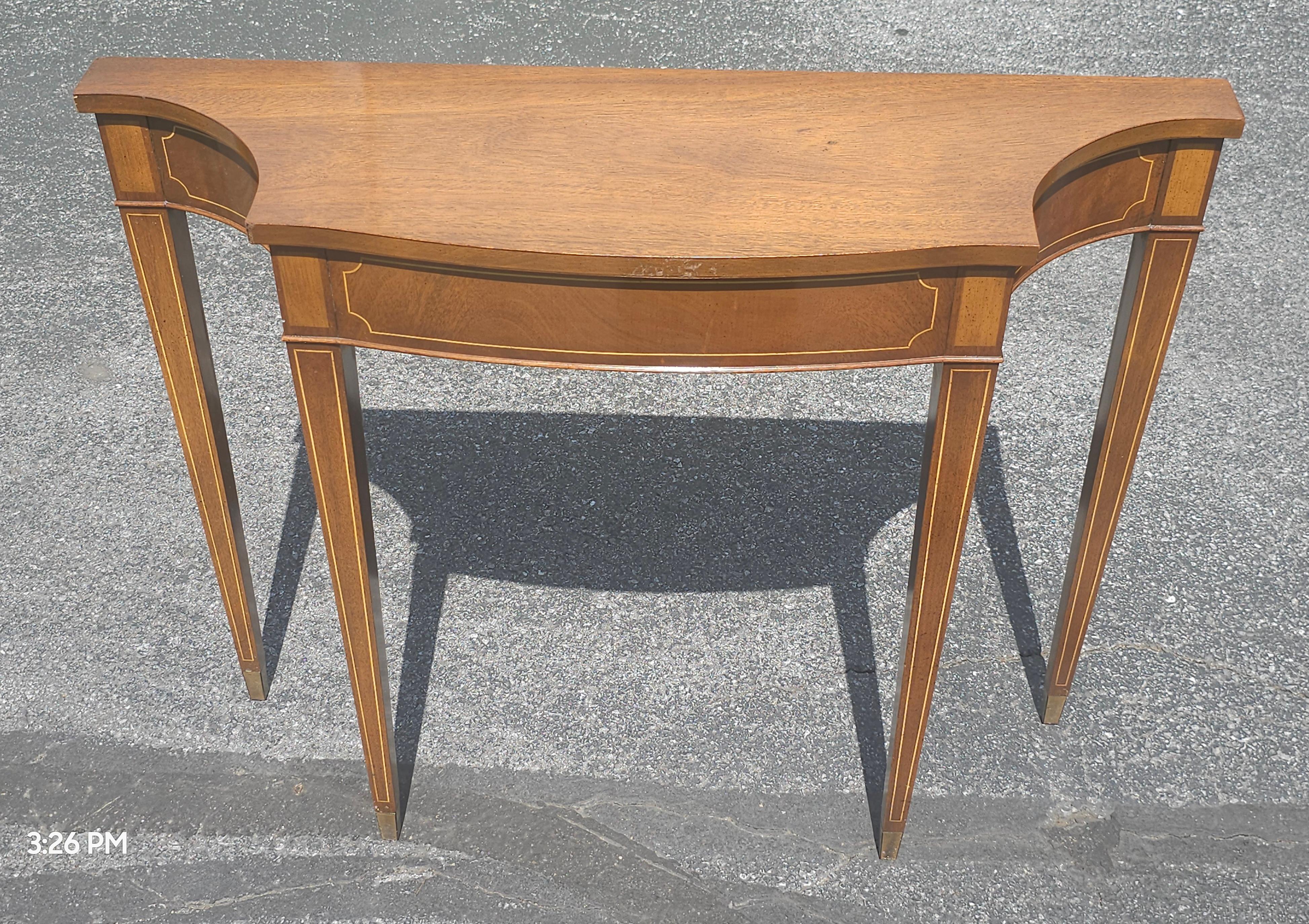 Hepplewhite Style Mahogany and Satinwood Console Table with Brass ...