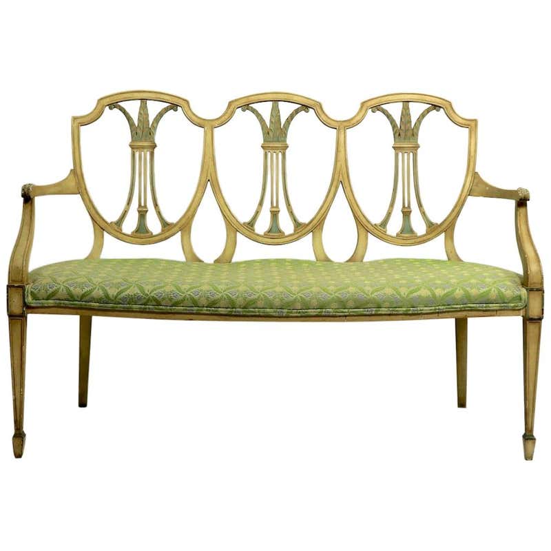 Louis Xvi Gilt Settee Loveseat Sofa With Fortuny Fabric For Sale At
