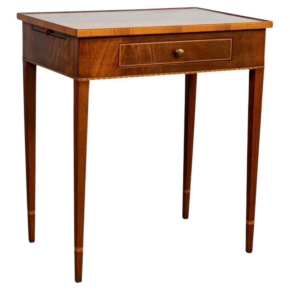 Hepplewhite Side Table with Burled Wood Top For Sale at 1stDibs