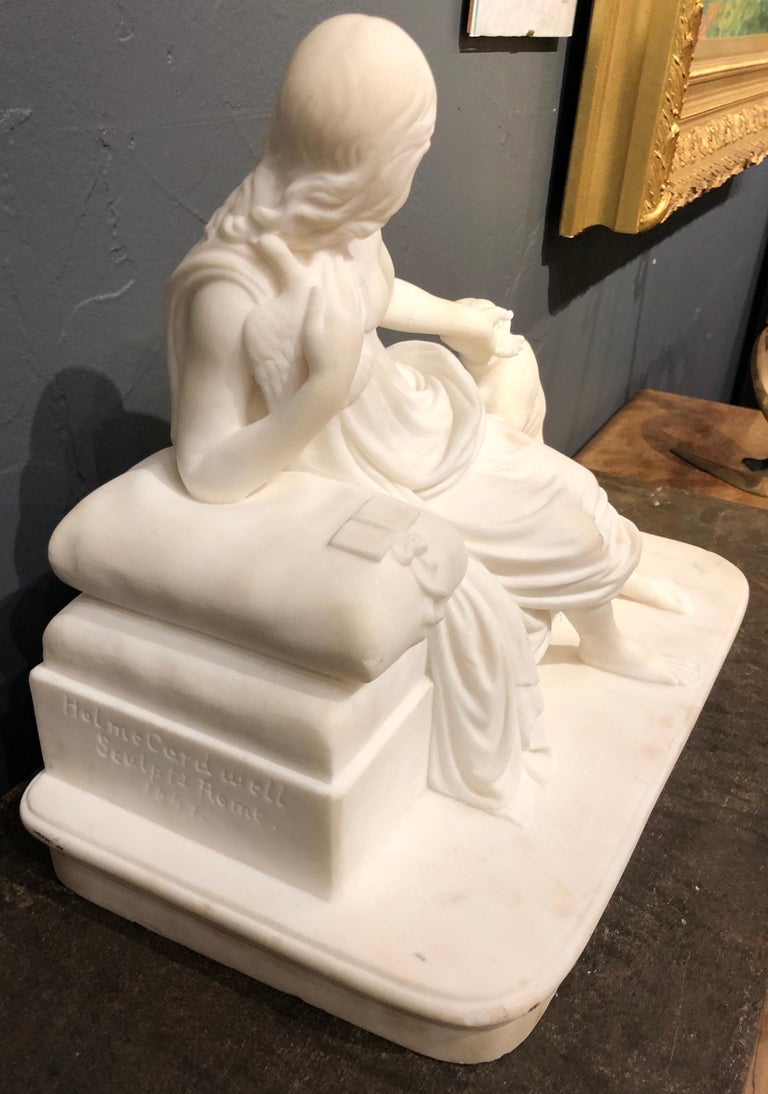 "Her Faithful Companion" Marble Sculpture by Holme Cardwell at 1stDibs