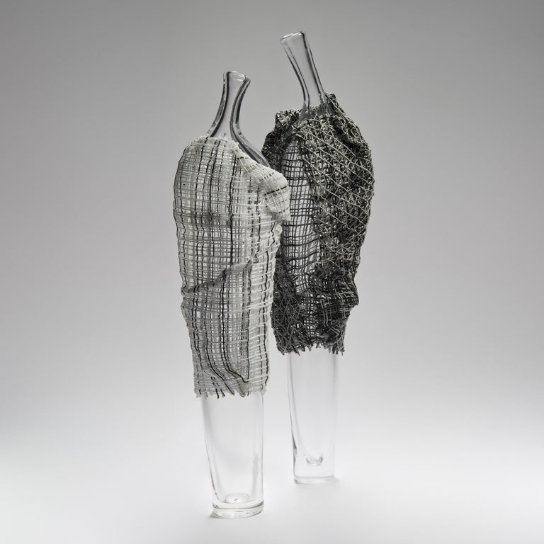 Hera, a clear, grey and black figurative glass sculpture by Cathryn ...