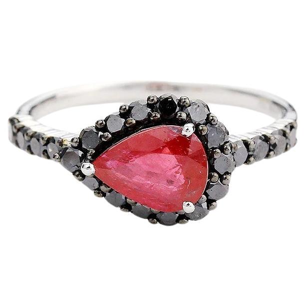 Customizable Hera Firey Ruby-1 Tear Black Diamond Ring For Sale at 1stDibs
