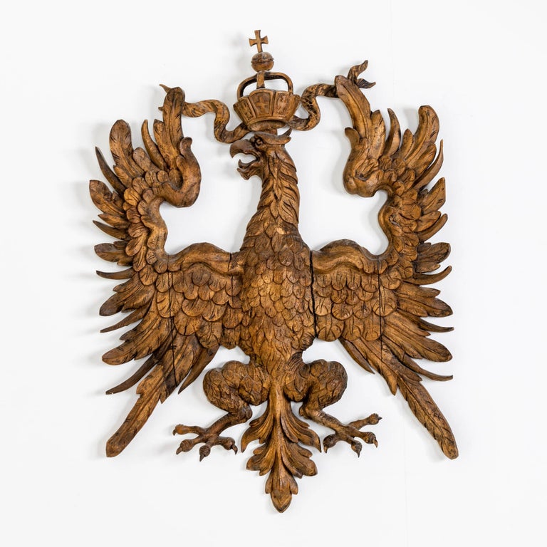Heraldic Eagle in Limewood, Central Europe 18th Century For Sale at 1stDibs