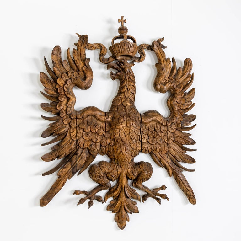 Heraldic Eagle in Limewood, Central Europe 18th Century For Sale at 1stDibs