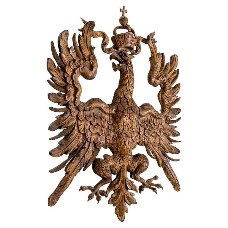 Heraldic Eagle in Limewood, Central Europe 18th Century For Sale at 1stDibs