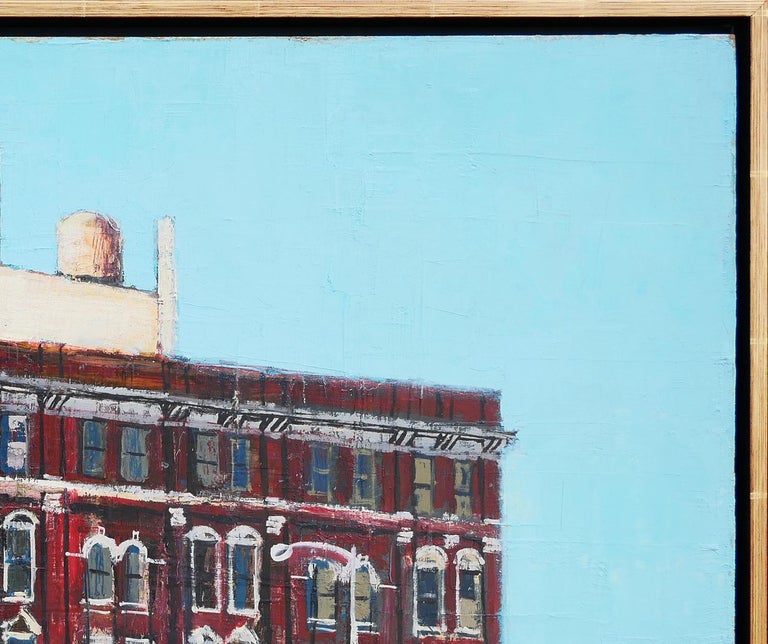 Herb Mears - "Downtown" Blue and Brown Abstract City Landscape with ...