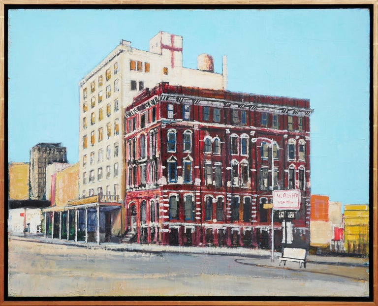 Herb Mears - "Downtown" Blue and Brown Abstract City Landscape with ...