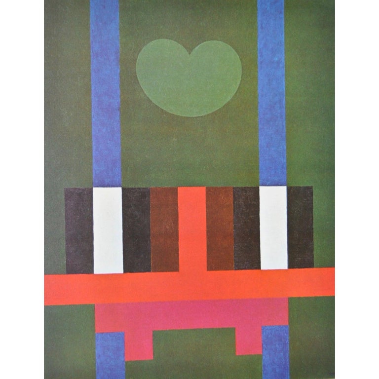 Herbert Bayer - Herbert Bayer "Structure and Moon on Green" Lithograph ...