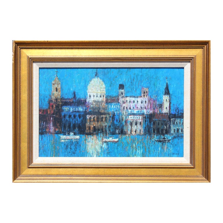 Herbert Mears - "Night Reflections" Abstract Blue Venice Grand Canal ...