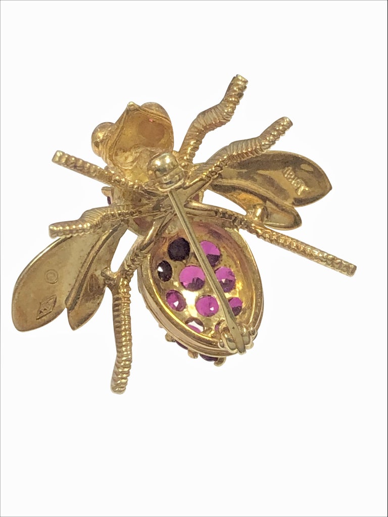 Herbert Rosenthal Large Gold Ruby and Diamond Iconic Bee Brooch For ...