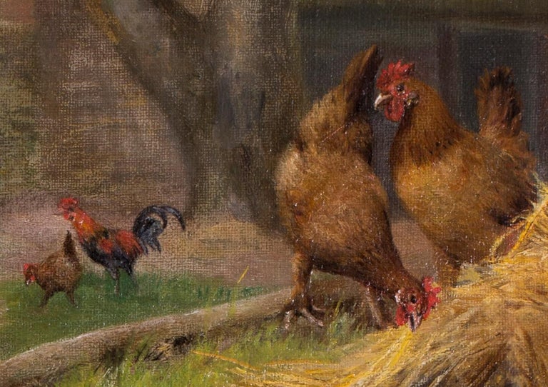 Herbert William Weekes - Pigs slumbering amongst ducks and chickens at ...
