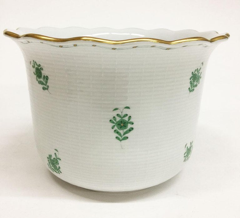 Herend "Chinese Bouquet Apponyi Green" Cachepot For Sale at 1stDibs