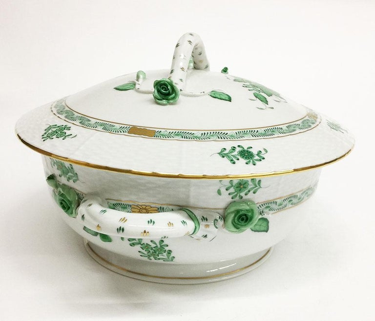 Herend porcelain "Chinese Bouquet Apponyi Green" Tureen with Handles ...