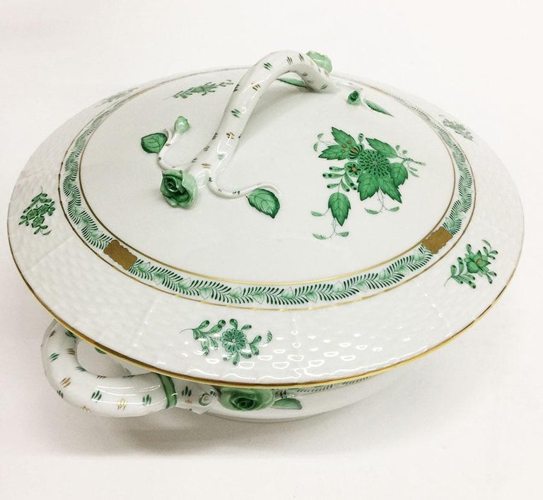 Herend porcelain "Chinese Bouquet Apponyi Green" Tureen with Handles ...
