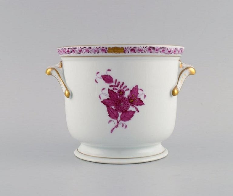 Herend Chinese Bouquet Raspberry, Two Flower Pots in Hand-Painted ...