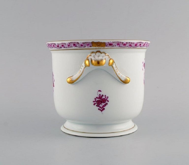 Herend Chinese Bouquet Raspberry, Two Flower Pots in Hand-Painted ...