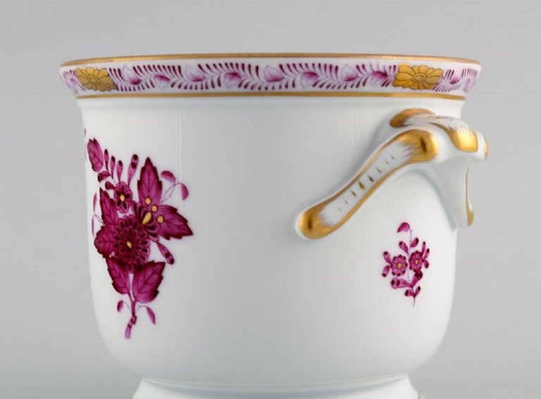 Herend Chinese Bouquet Raspberry, Two Vases in Hand-Painted Porcelain ...