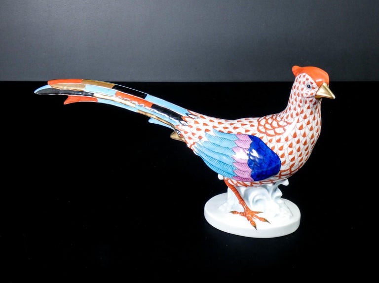 HEREND hand painted "Pheasant" in the typical fishnet style. Hungary ...