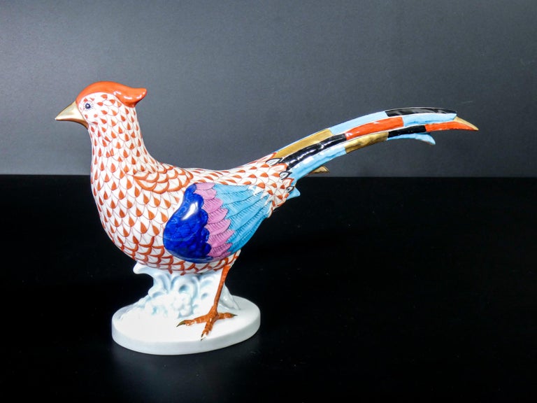 HEREND hand painted "Pheasant" in the typical fishnet style. Hungary ...