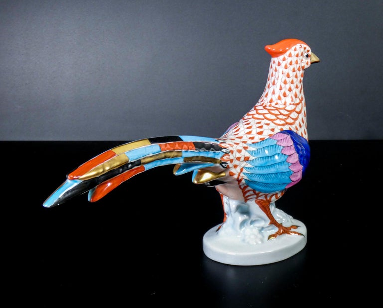 HEREND hand painted "Pheasant" in the typical fishnet style. Hungary ...
