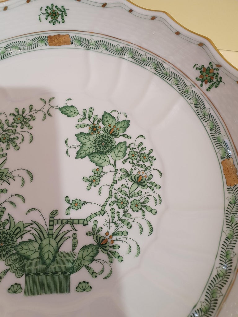 Herend Hand Painted Porcelain "Indian Basket" Green Compotier, Hungary ...