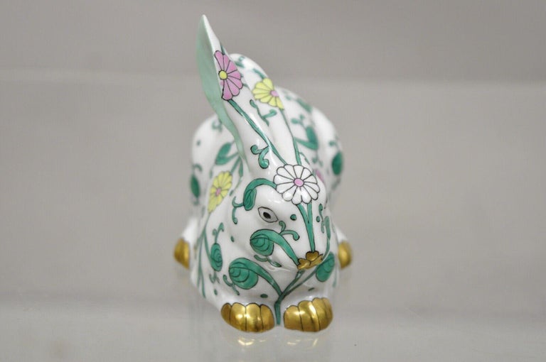 Herend Hungary 15335 Porcelain SBC Siang Blanc Green Flower Bunny ...