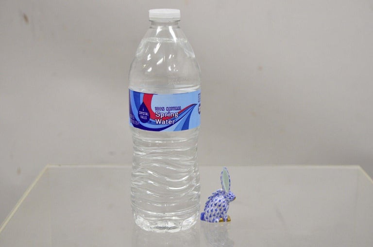 Herend Hungary Blue White Fishnet Porcelain One Ear Up Bunny Rabbit ...