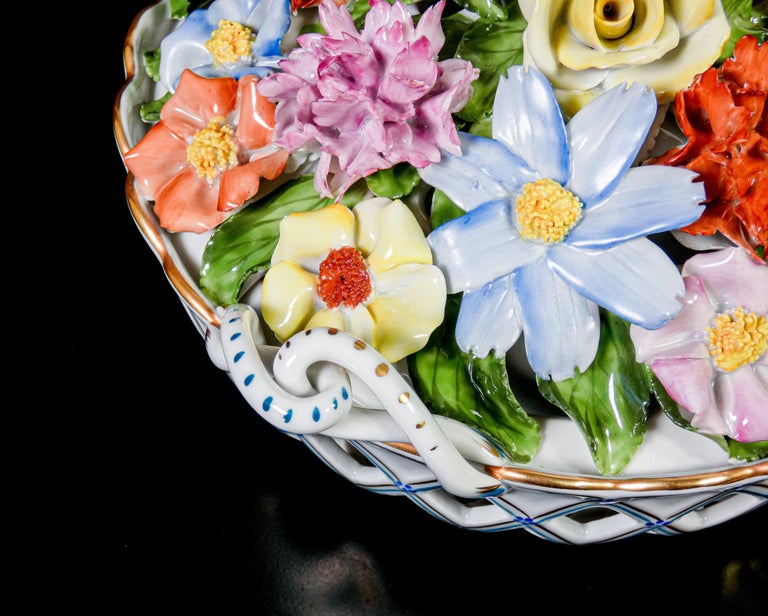Herend Hungary, Flower Basket, Hand Modeled and Painted Ceramic, 20th C ...