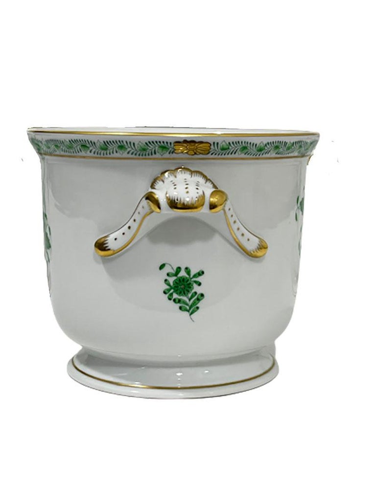Herend Hungary Porcelain "Chinese Bouquet Apponyi Green" Cache Pots For ...