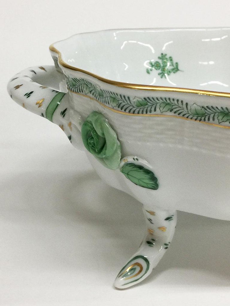 Herend Hungary Porcelain "Chinese Bouquet Apponyi Green" Fruit Bowl at ...