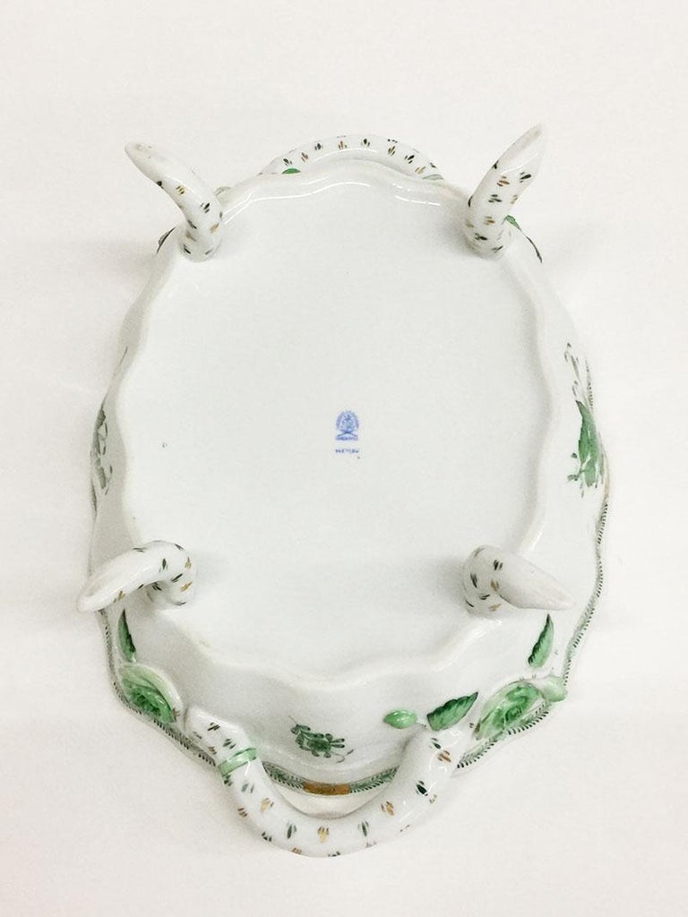 Herend Hungary Porcelain "Chinese Bouquet Apponyi Green" Fruit Bowl at ...