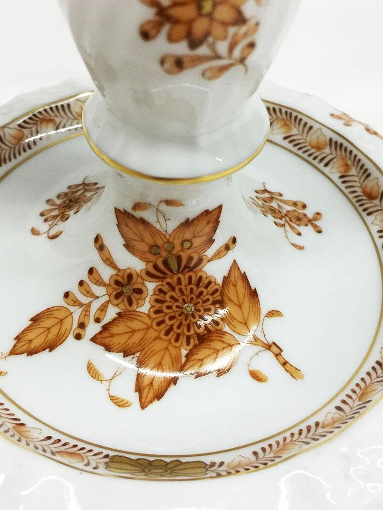 Herend Hungary Porcelain "Chinese Bouquet Apponyi Rust" Candleholder ...