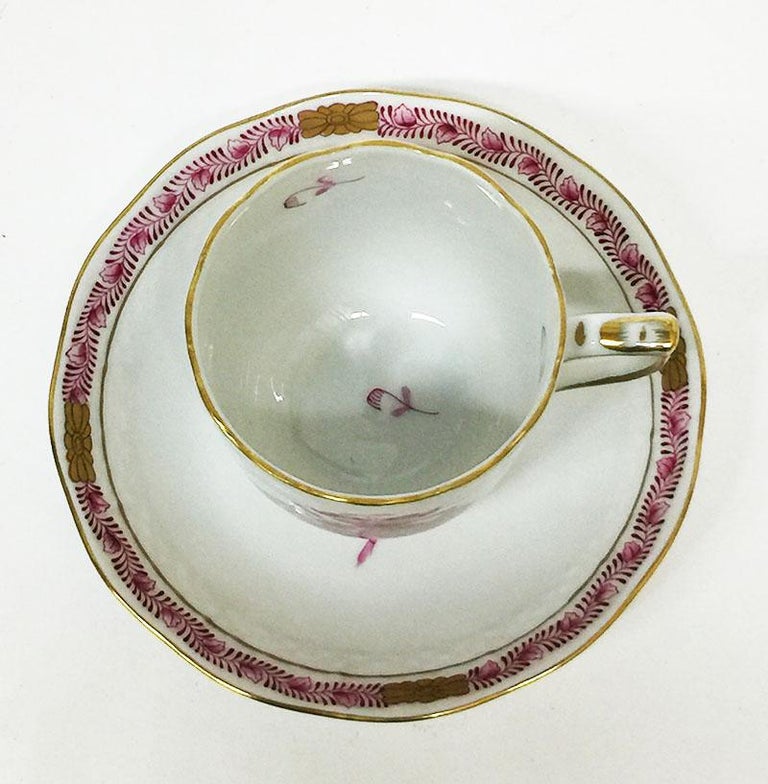 Herend Hungary Porcelain "Chinese Bouquet Raspberry" 10 Cups and ...