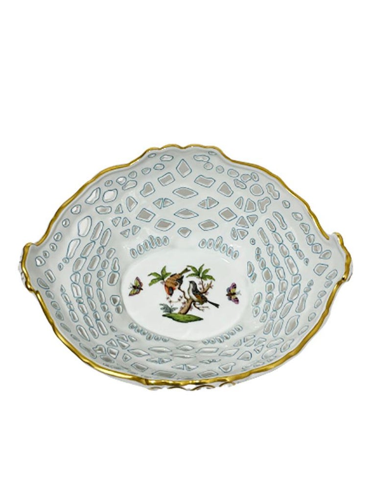 Herend Hungary Porcelain Openwork Basket with Rothschild Pattern For ...
