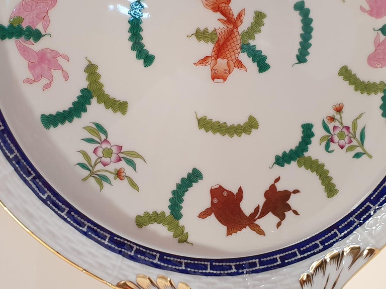 Herend "Poisson" Hand Painted Polychrome Porcelain Cake Plate, Hungary ...