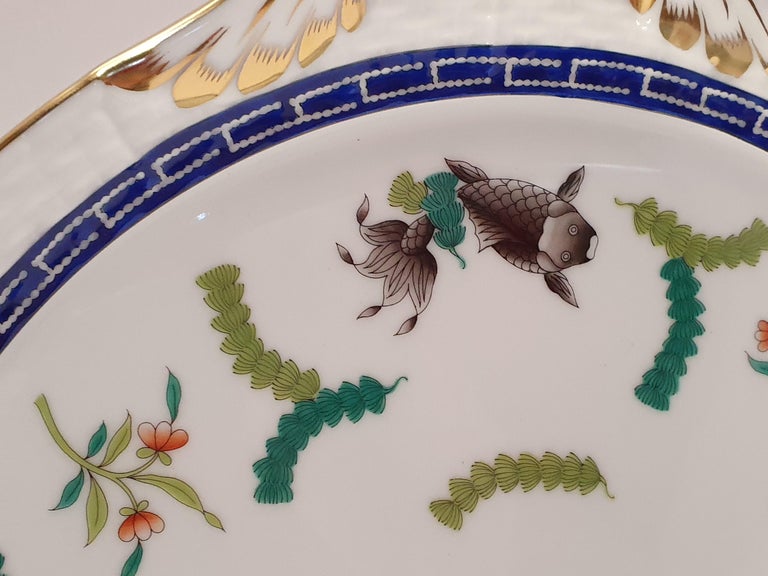 Herend "Poisson" Hand Painted Polychrome Porcelain Cake Plate, Hungary ...